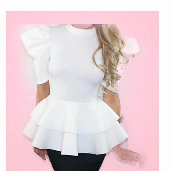 Tops | Puff Sleeve Princess Sleeve Peplum Top | Poshmark